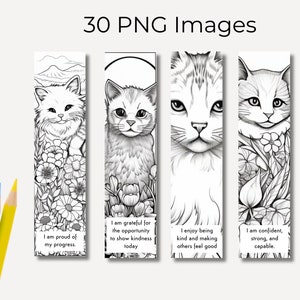 Cats Coloring Bookmarks, With Positive Affirmations, Cat-themed ...