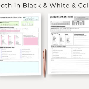 Mental Health Checklist for Adults, Mental Health Tracker, Daily Mood ...