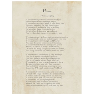 Rudyard Kipling If Poem, If Poem PDF, Poem for Dad, Poetry Printable ...