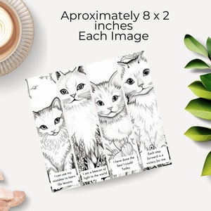 Cats Coloring Bookmarks, With Positive Affirmations, Cat-themed ...