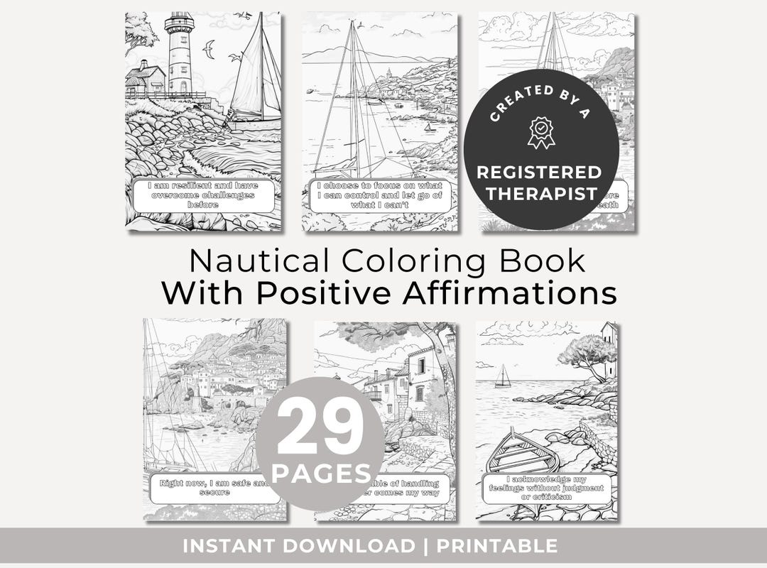 Positive Self Talk Coloring Book for Adults, Printable Nautical ...