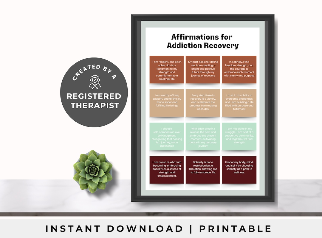 Addiction Recovery Poster, Sobriety Printable Affirmations, Substance ...