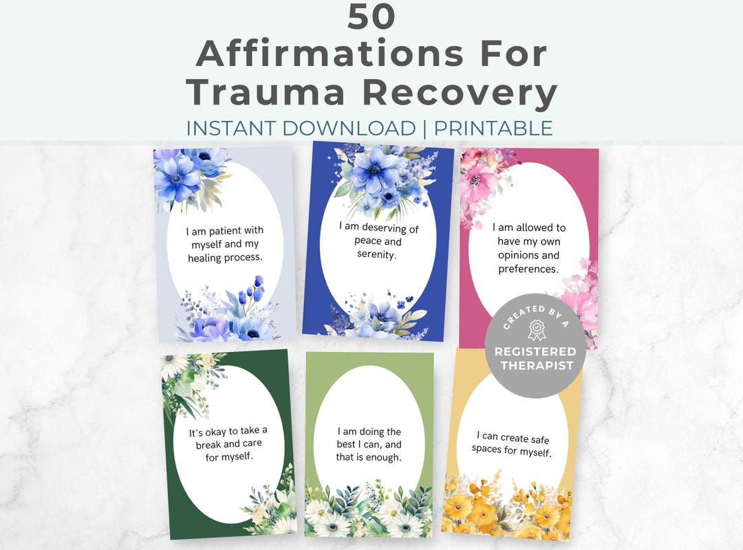 Affirmations for Trauma Recovery, Printable Mental Health Tools, Floral ...