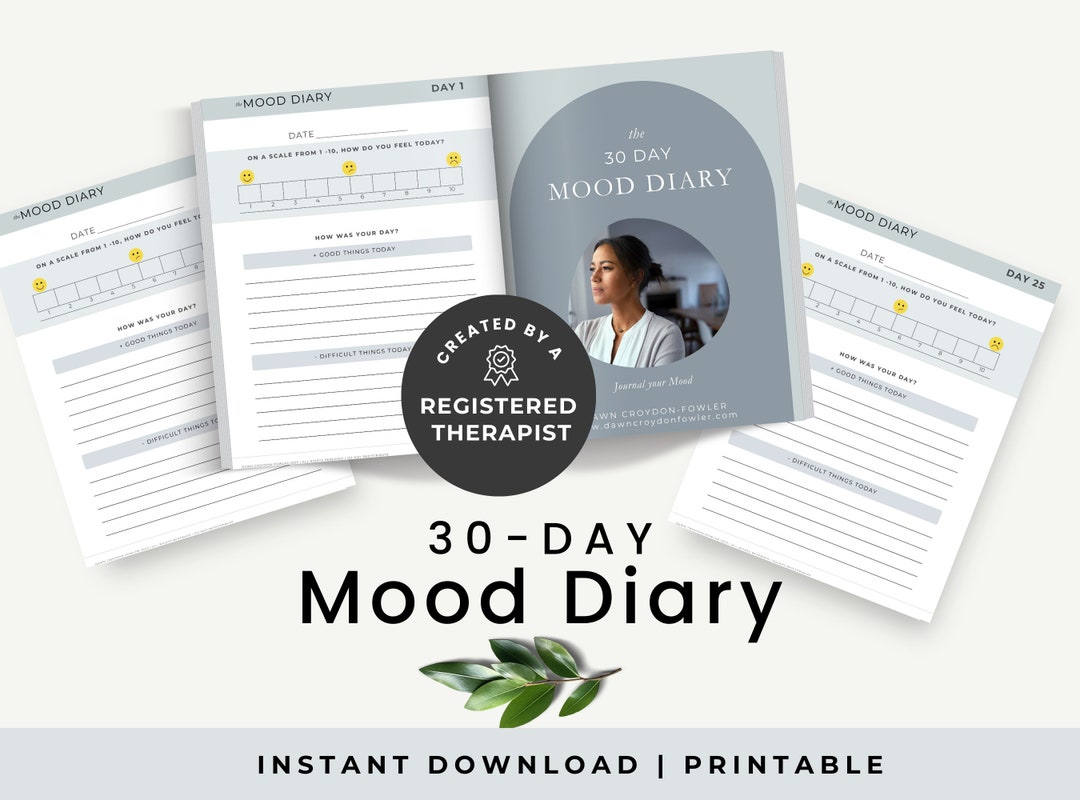 Mood Diary Worksheet PDF, Feelings Journal Printable, Depression ...