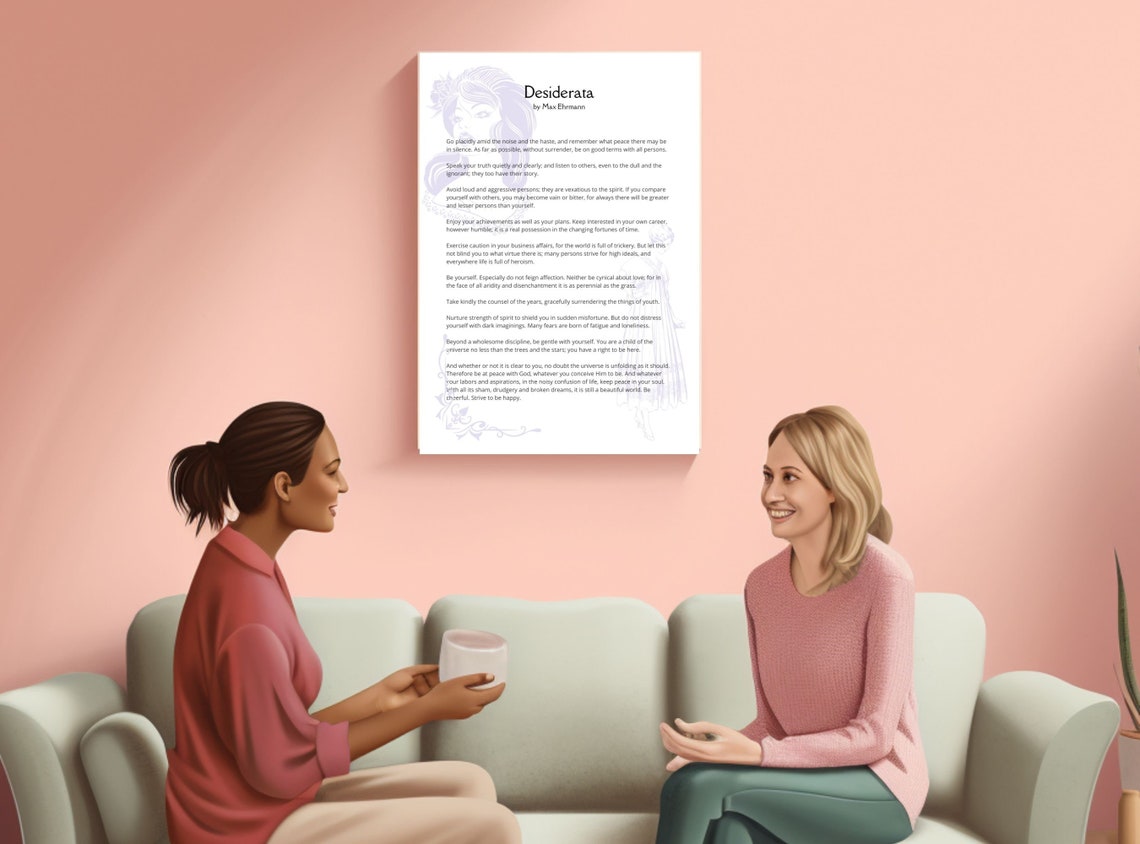 Desiderata Poster PDF, Max Ehrmann Therapy Room Decor, Poem Print for ...