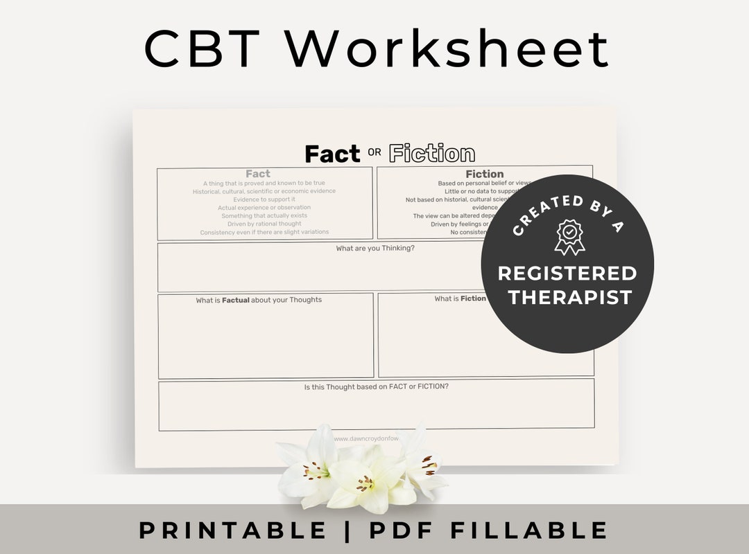 Therapy Worksheets for Adults, Anxiety Worksheets for Adults, Fact or ...