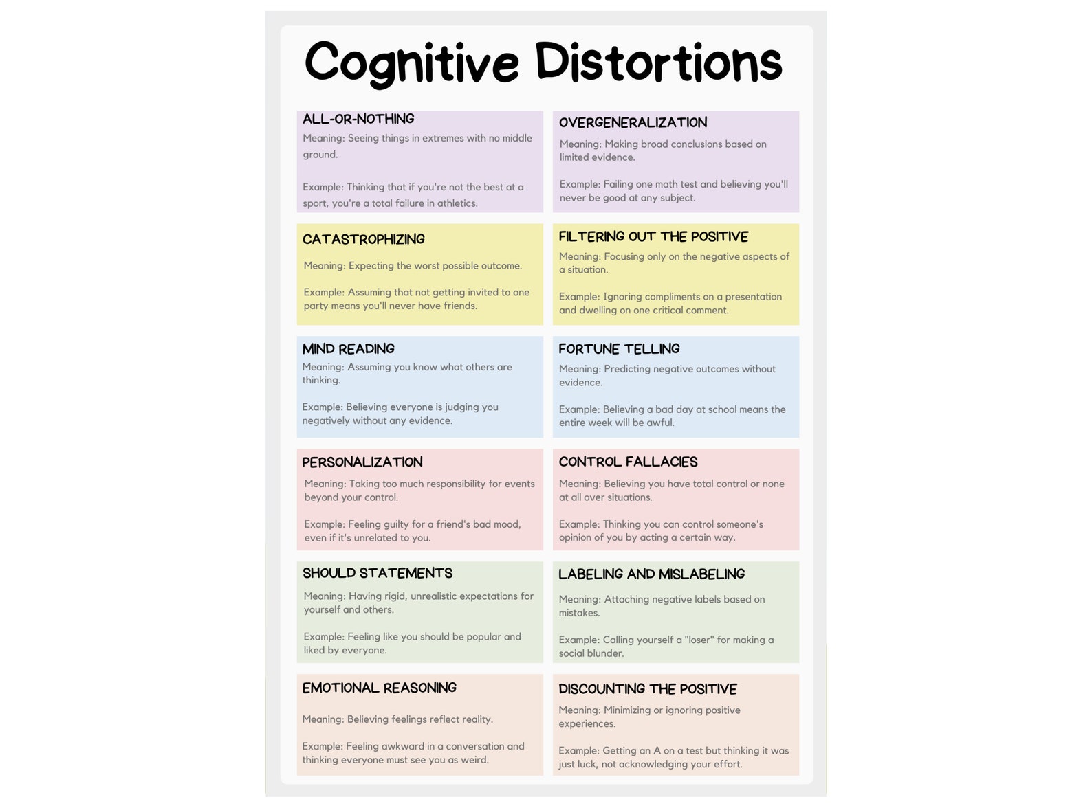 Cognitive Distortions, Pastel Counseling Room Decor, Psychologist Room ...