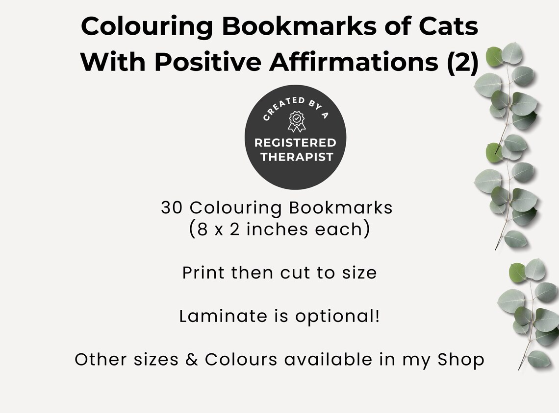 Cats Coloring Bookmarks, With Positive Affirmations, Cat-themed ...