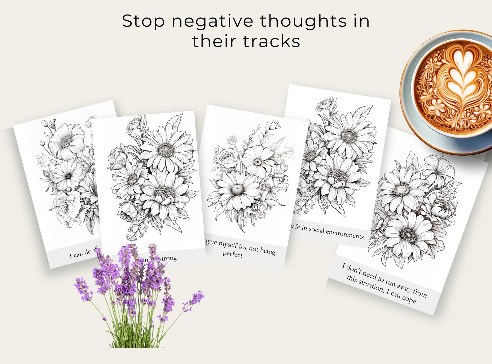 Printable Coloring Affirmation Cards. Floral Colouring Bookmarks ...