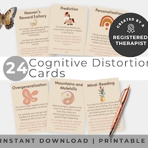 Cognitive Distortion Cards, Boho Styled Printable Flash Cards ...