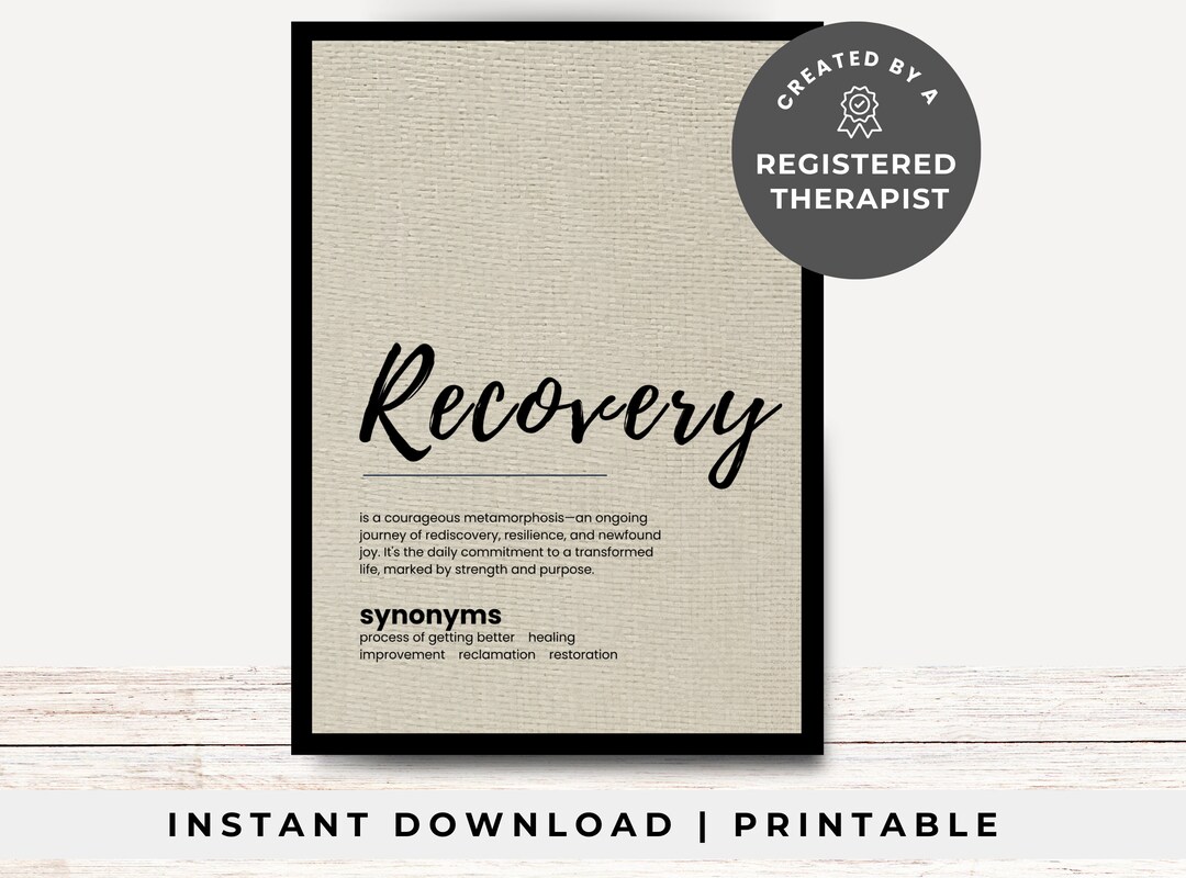 Recovery Definition Poster, Addiction Therapist Office Wall Art, Alcoholics Anonymous Wall Art ...