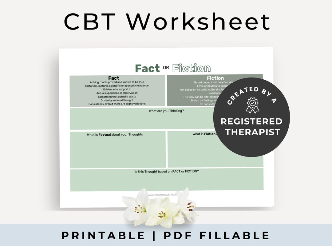 Cognitive Behavioral Therapy Worksheets, Fact or Fiction Technique ...