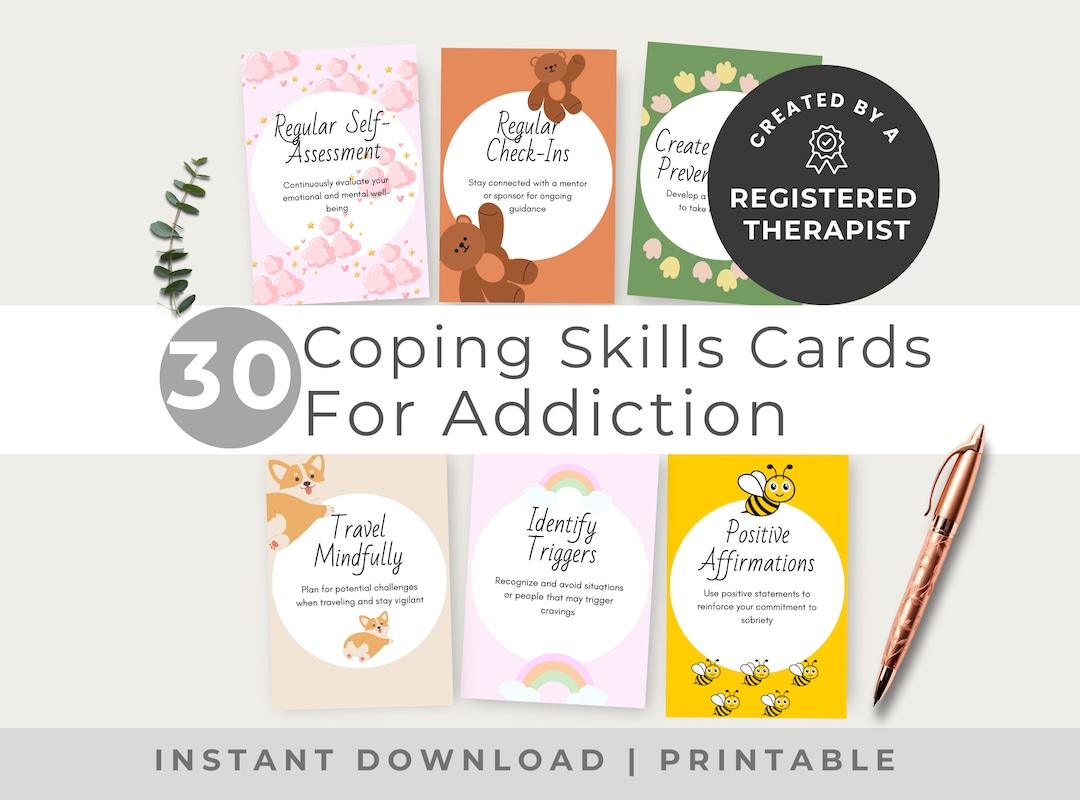 Coping Skills Flashcards, Cute Addiction Resources, Strategies Manage ...