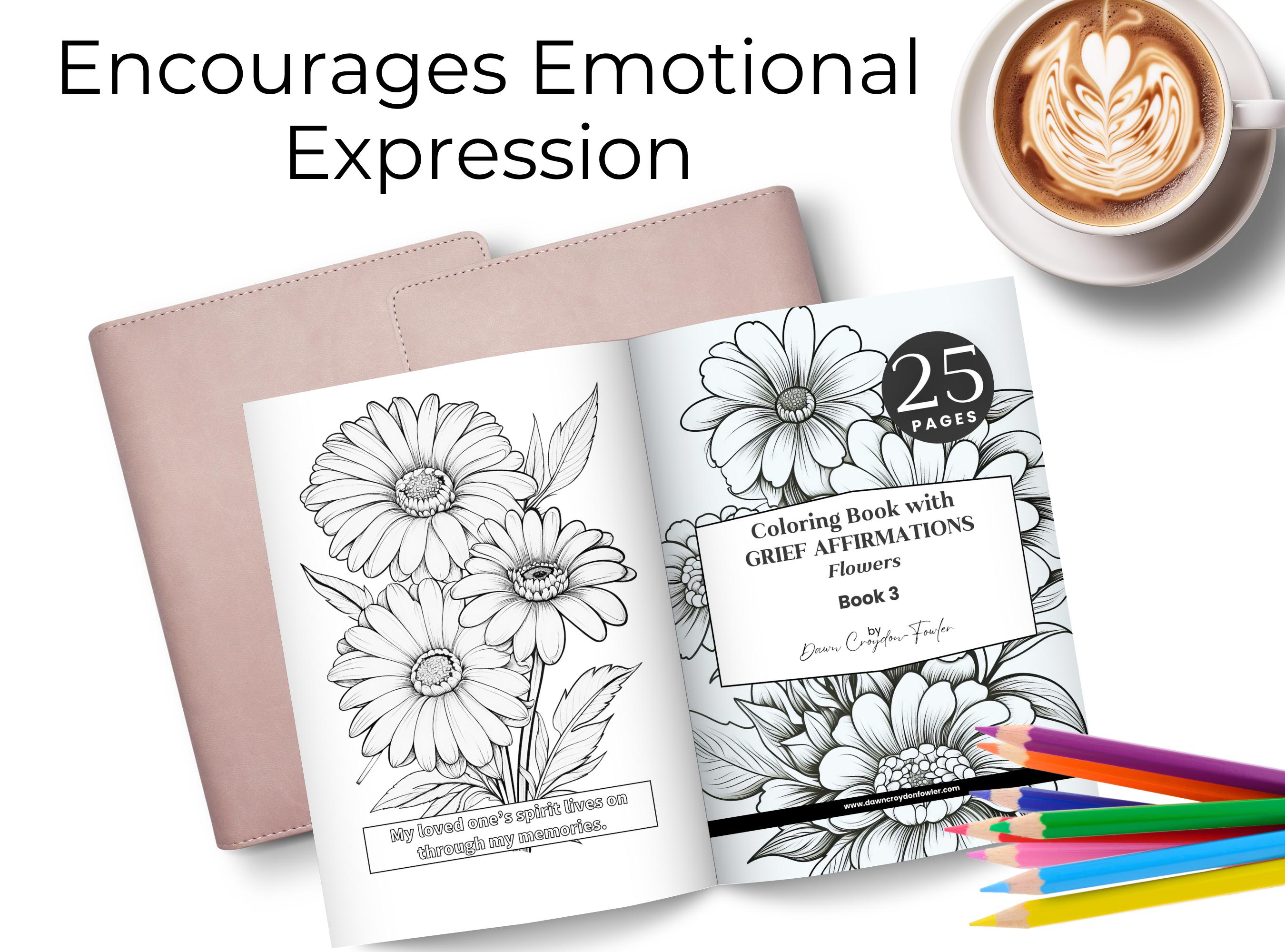 Floral Grief Coloring Pages, Bereavement Affirmations Activity, 25 Page ...