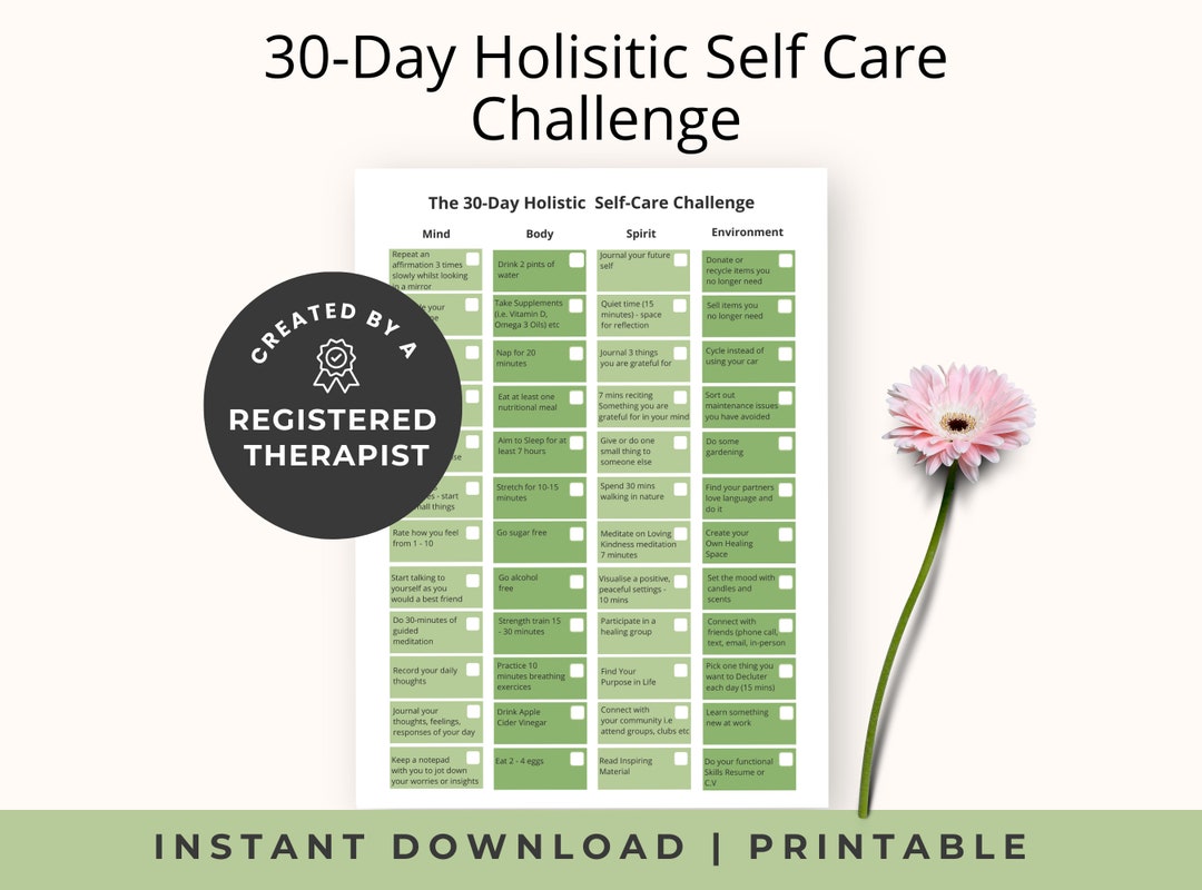 30-day Self Care Challenge, Mental Health Self Care Activity Worksheets ...