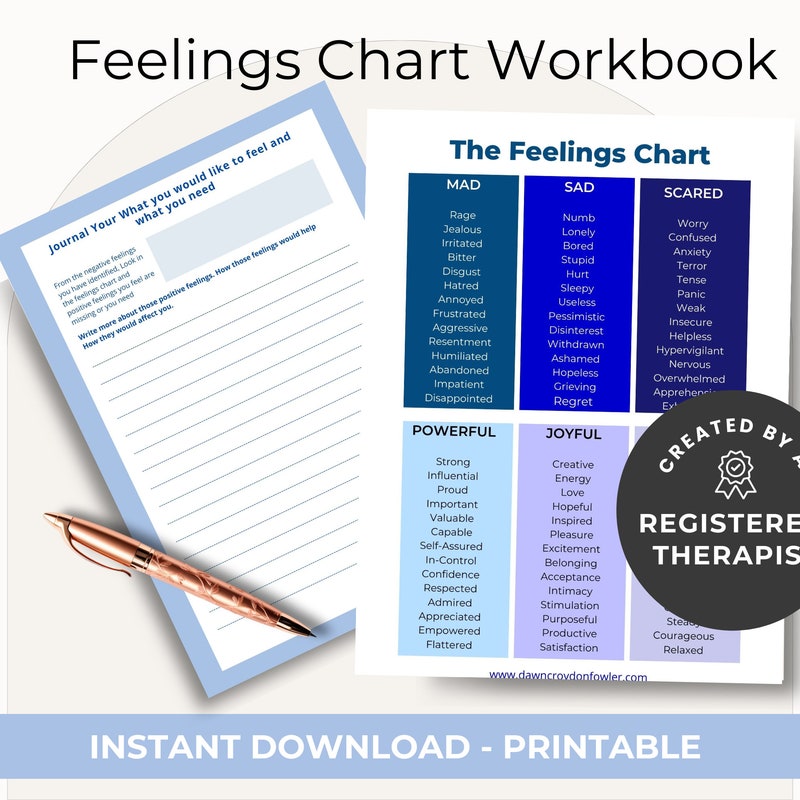 Feeling Charts for Adults - Etsy