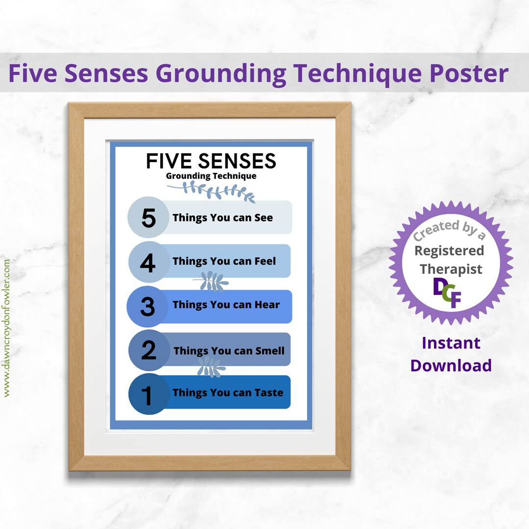 Five Senses Grounding Technique Poster Dbt Coping Skills - Etsy UK