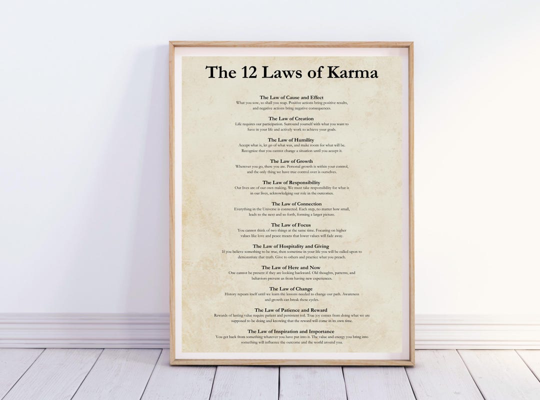 12 Laws of Karma Poster, Digital Download, Karma Print, Law of ...