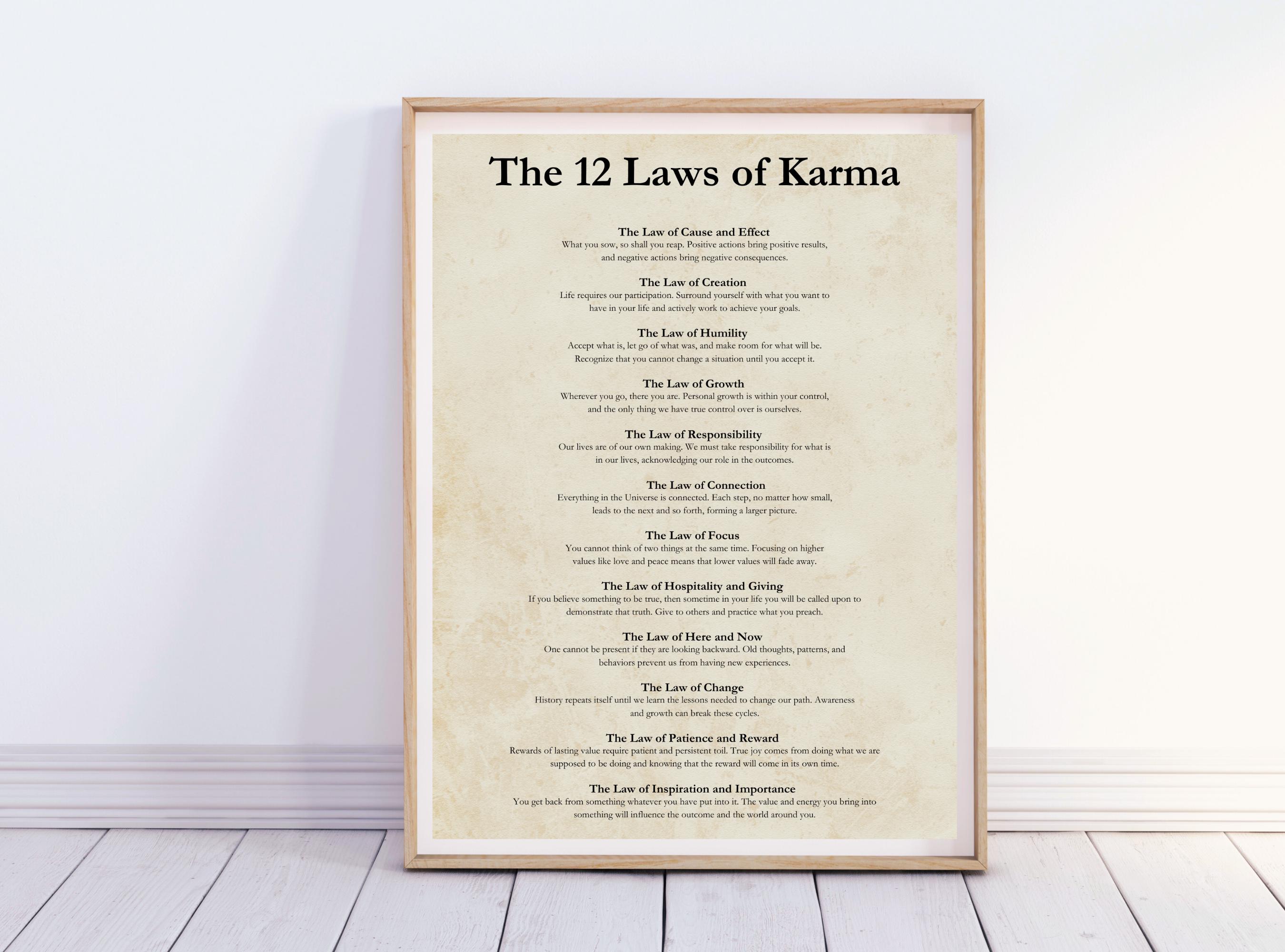 12 Laws of Karma Poster, Digital Download, Karma Print, Law of ...