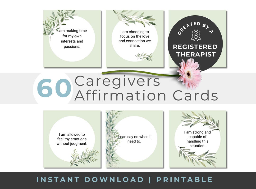 Affirmation Cards For Carers Green Printable Flashcards Inspirational
