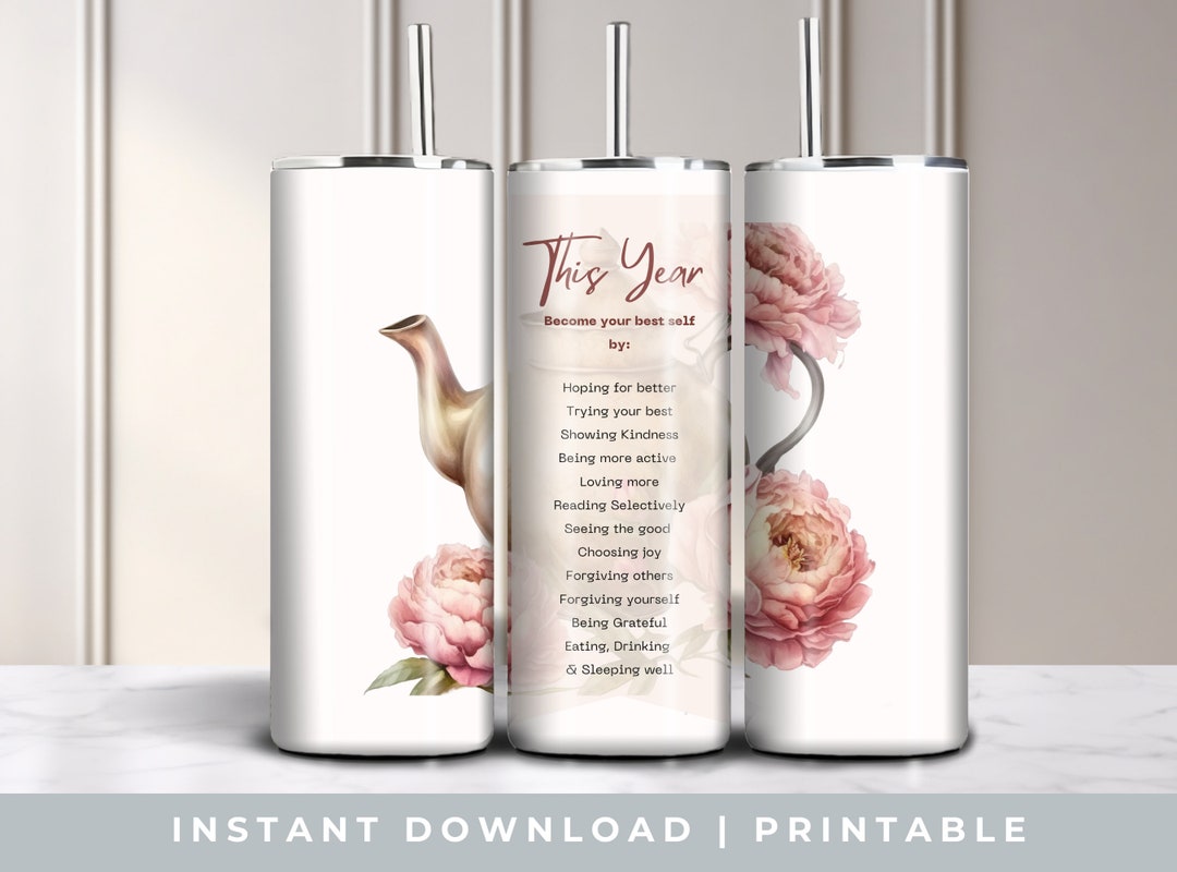 Tumbler Wrap Poem, New Years Inspiration, Pink Feminine Skinny Tumbler ...