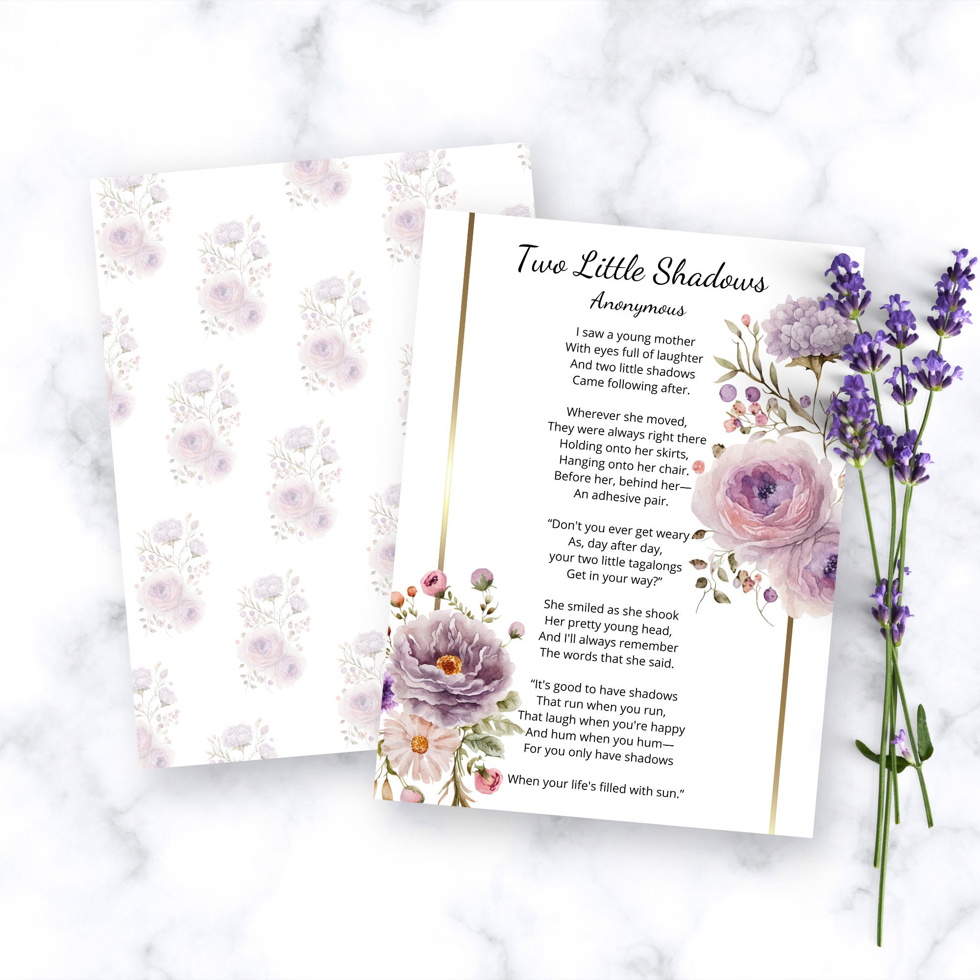 Two Little Shadows Poem Printable Greeting Card Poem for My - Etsy
