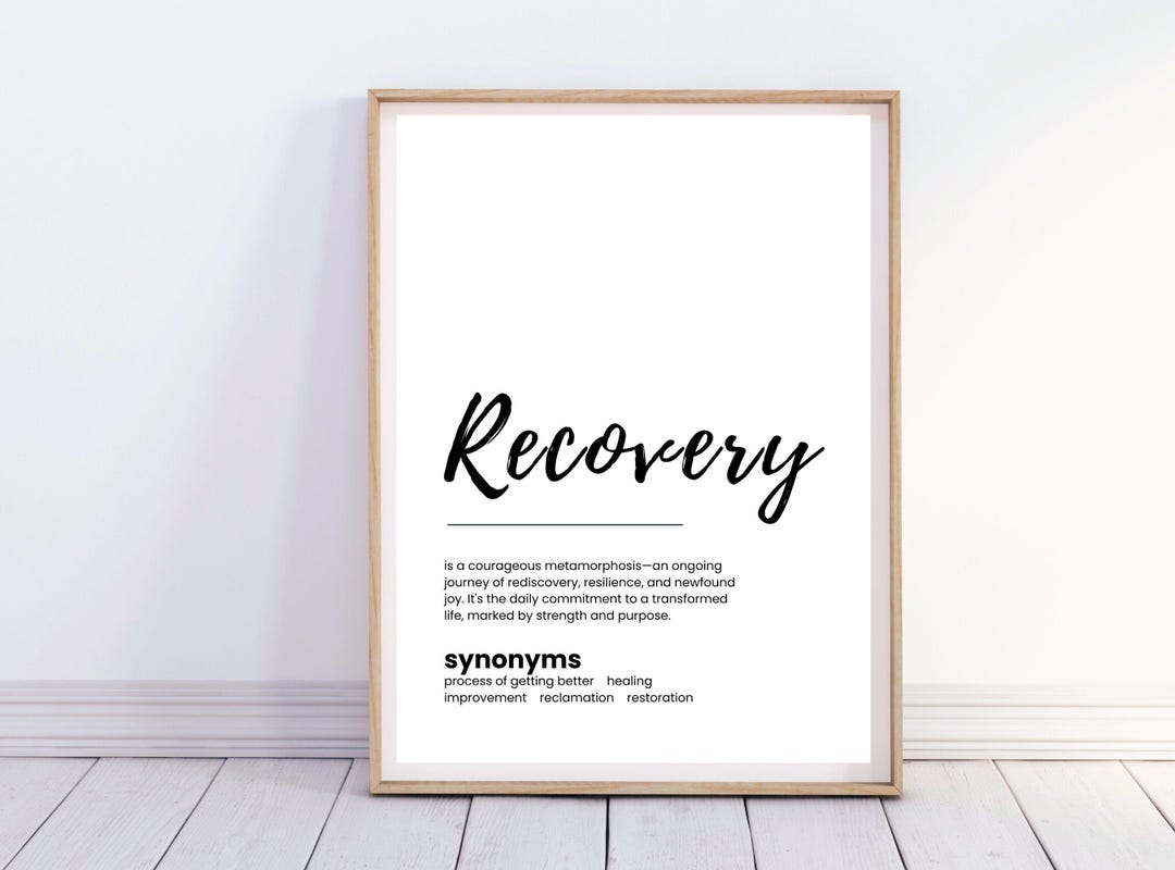 Recovery Definition Poster, Minimalist Sobriety Wall Art, Substance Use ...