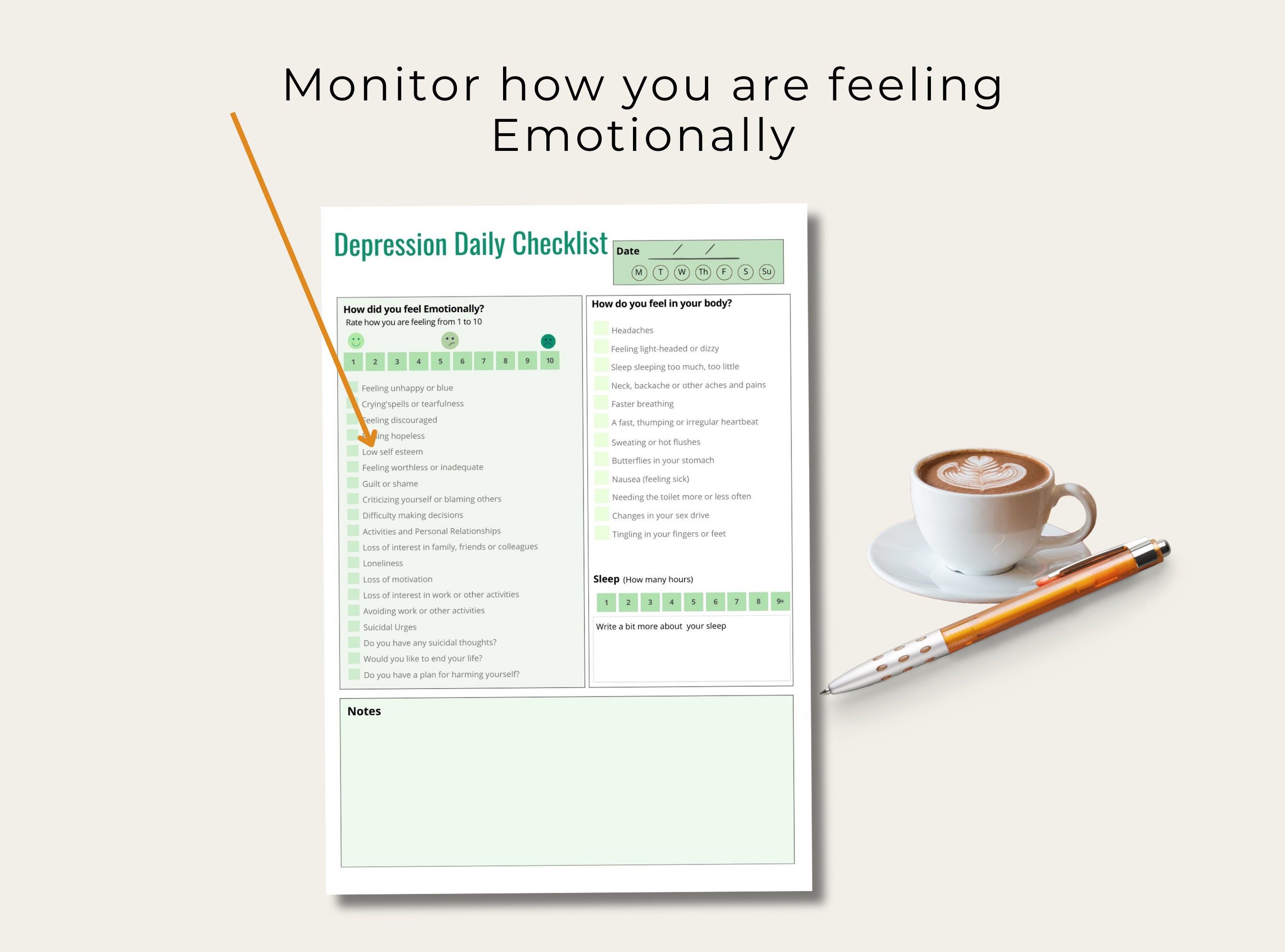 Daily Checklist for Depression PDF, Monitor Psychological Symptoms ...