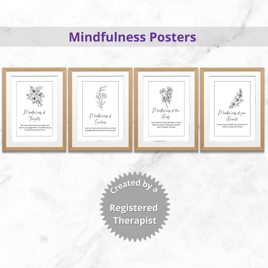 Mindfulness Wall Art Grounding Technique Poster Set of 4 - Etsy