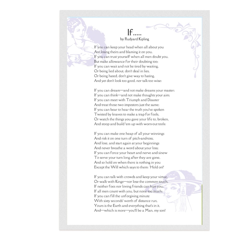 If Poem by Rudyard Kipling If Poem PDF Poem for Dad Poetry - Etsy