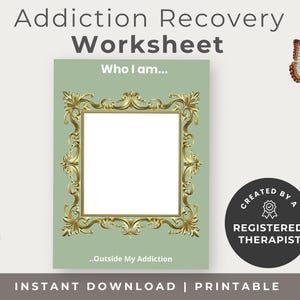 Addiction Worksheet, Who Am I Outside My Addiction, Self-esteem ...