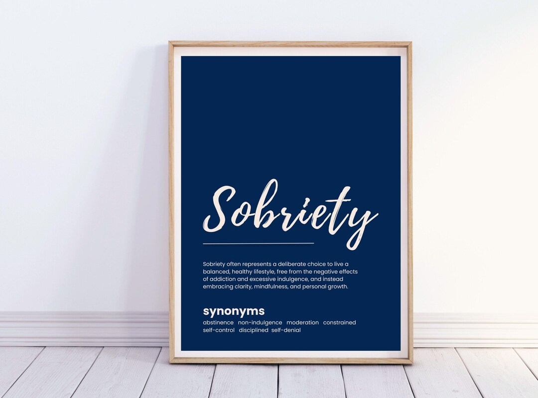 Sobriety Definition Poster, Minimalist Addiction Design Wall Art ...