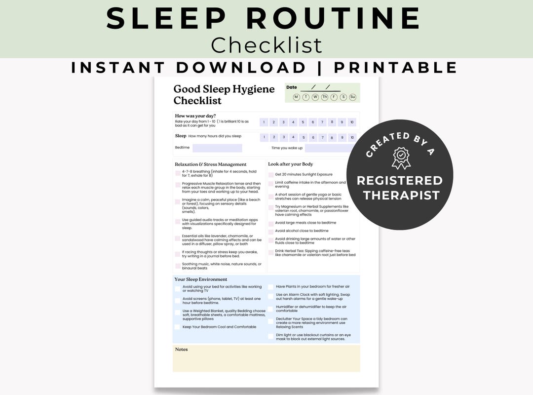 Printable Sleep Worksheet PDF, Pastel Adult Night Routine Planner ...