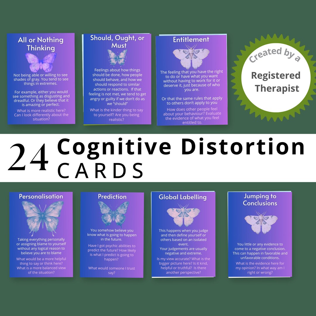 Cognitive Distortion Flash Cards Anxiety Tools for Young - Etsy