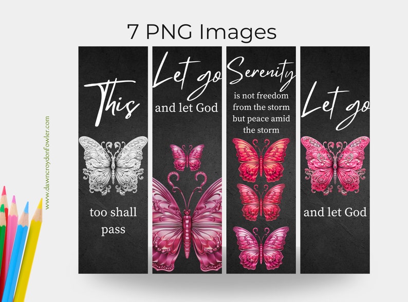 Sobriety Bookmarks, Printable Bookmark Addiction PDF, Pink Butterfly ...