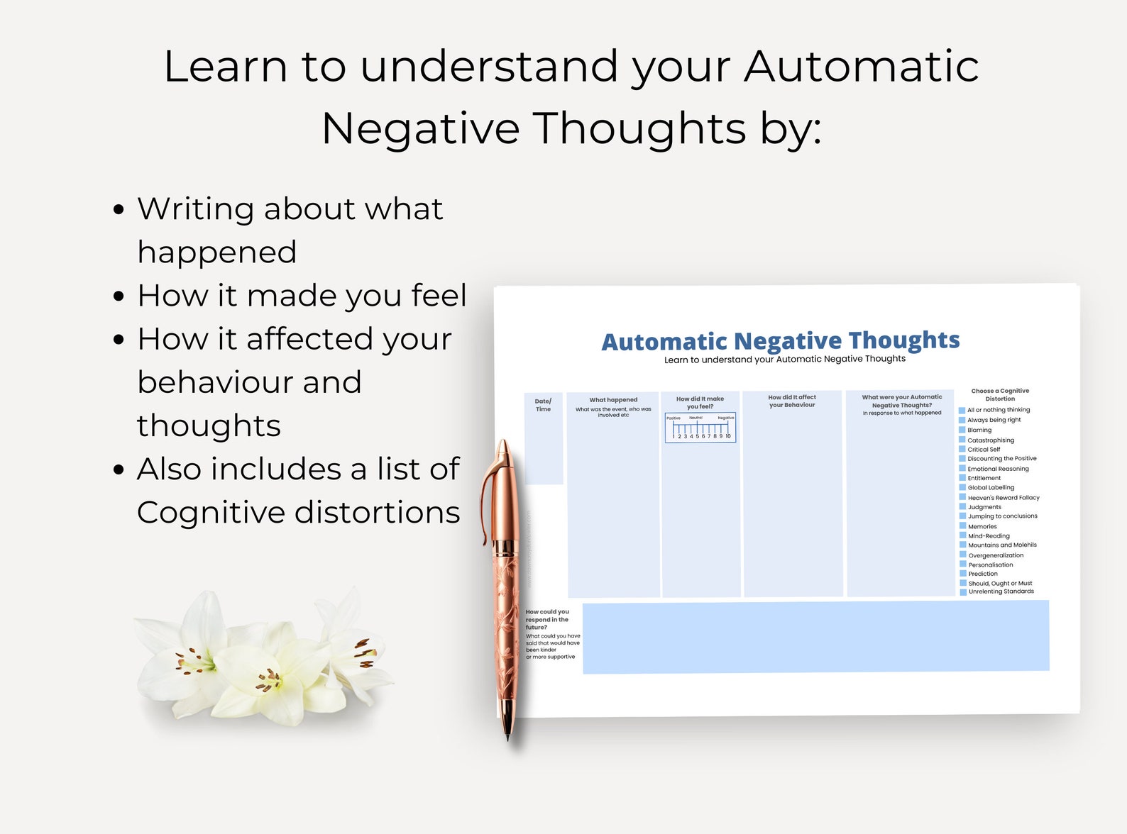 Cognitive Behaviour Worksheets, Automatic Negative Thoughts Technique ...