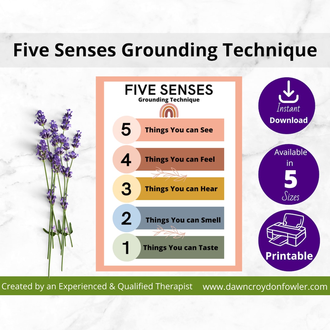 5-4-3-2-1 Five Senses Grounding Technique Calm Corner - Etsy