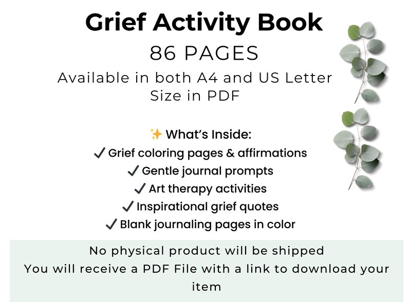 Grief Activities for Adults, Bereavement Journal Prompts, Coloring ...