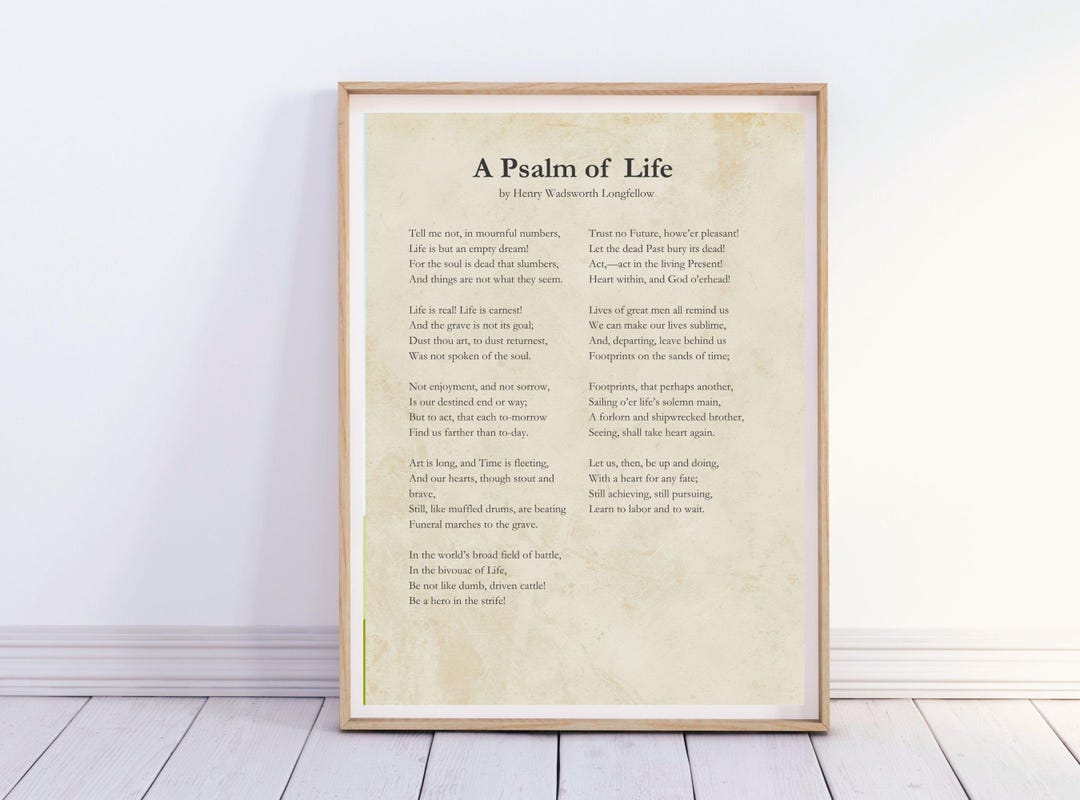 A Psalm of Life, Henry Wadsworth Longfellow, Poem About Life, Printable ...