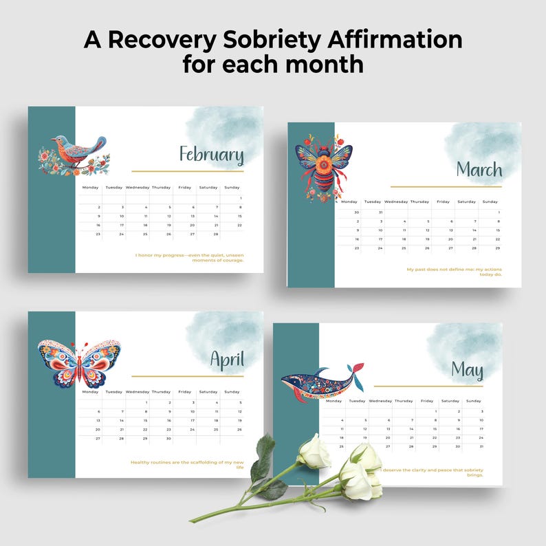 2026 Sobriety Calendar PDF, Recovery Affirmations Tool, Mexican Design ...
