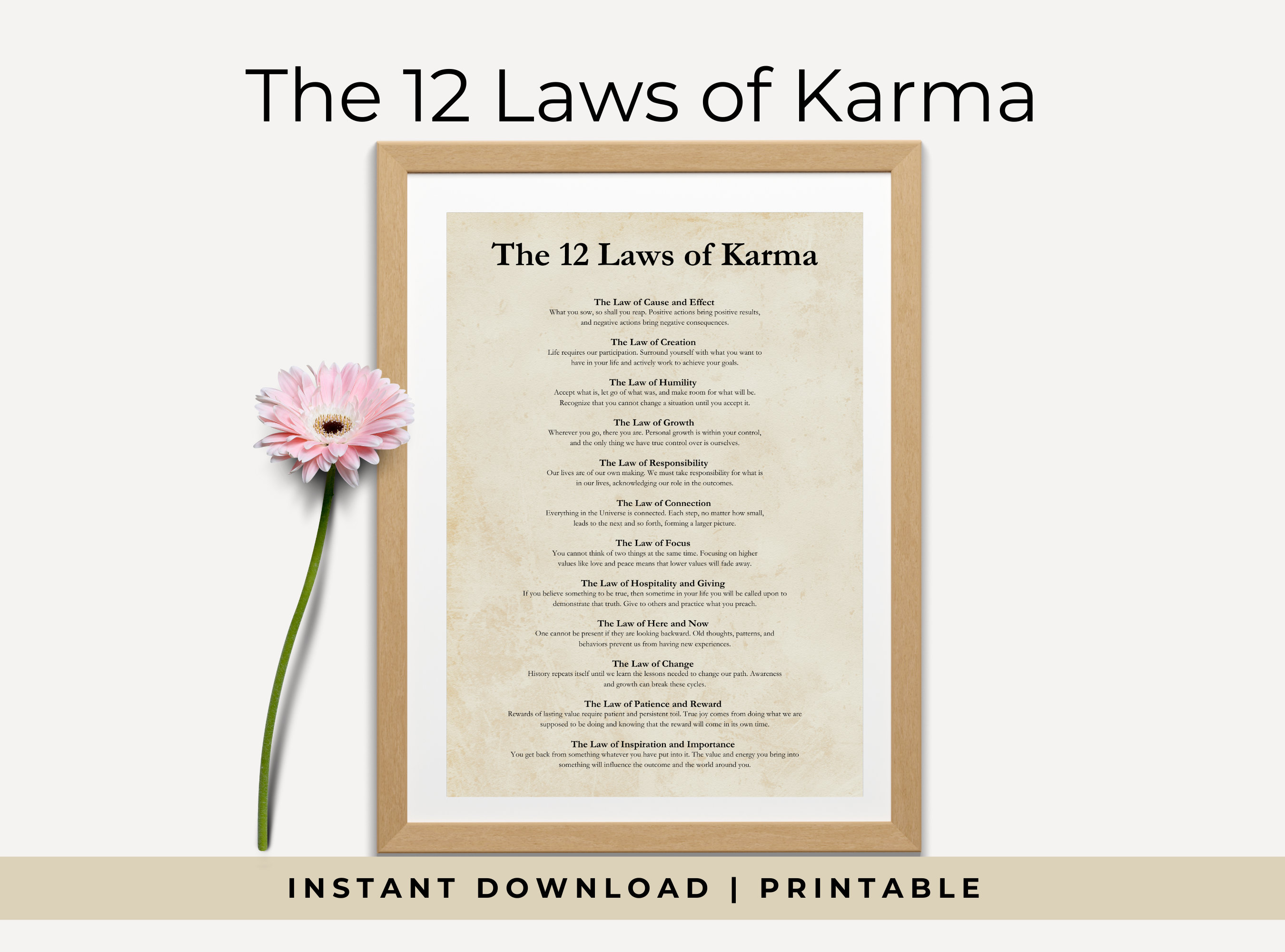 12 Laws of Karma Poster, Digital Download, Karma Print, Law of ...