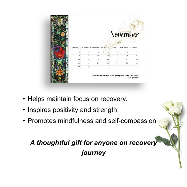 2026 Addiction Recovery Calendar, Stainglass Design With Affirmations ...