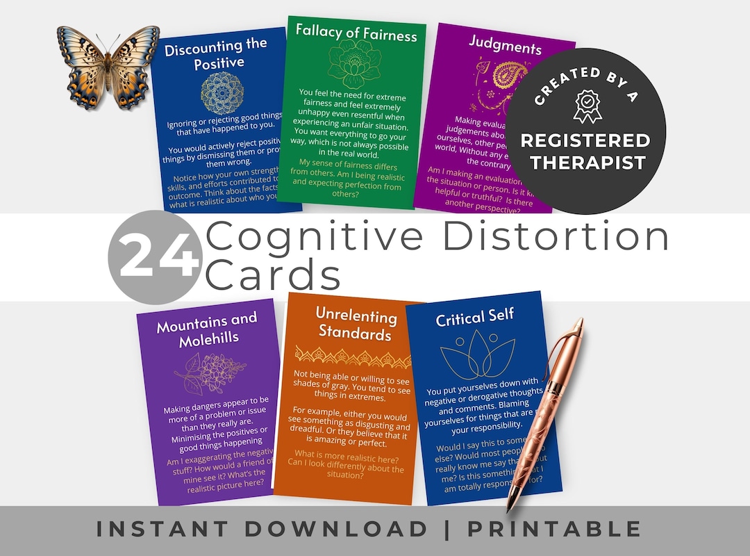 Cognitive Distortion Flashcards, Digital Download, Printable ...