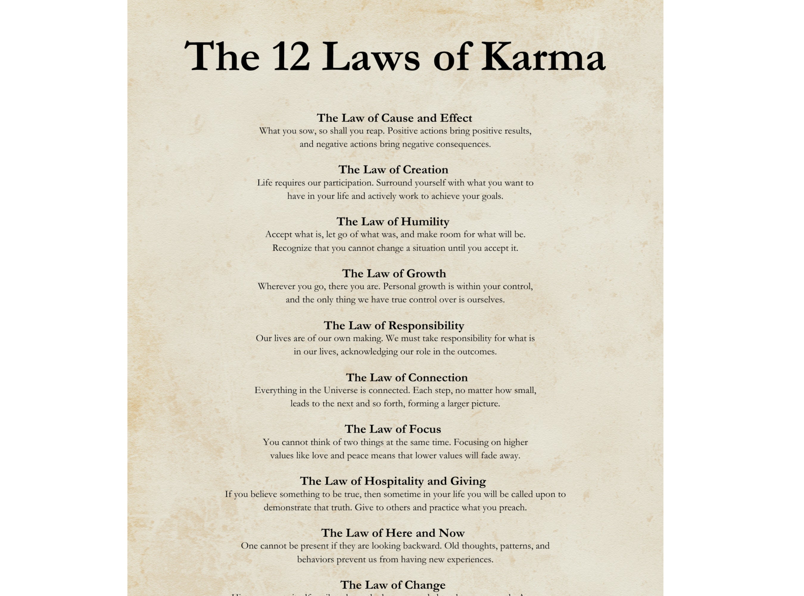 12 Laws of Karma Poster, Digital Download, Karma Print, Law of ...
