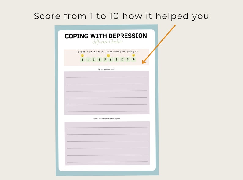 Depression Checklist Pdf, Self-care Check List, Low Mood Coping Skills ...