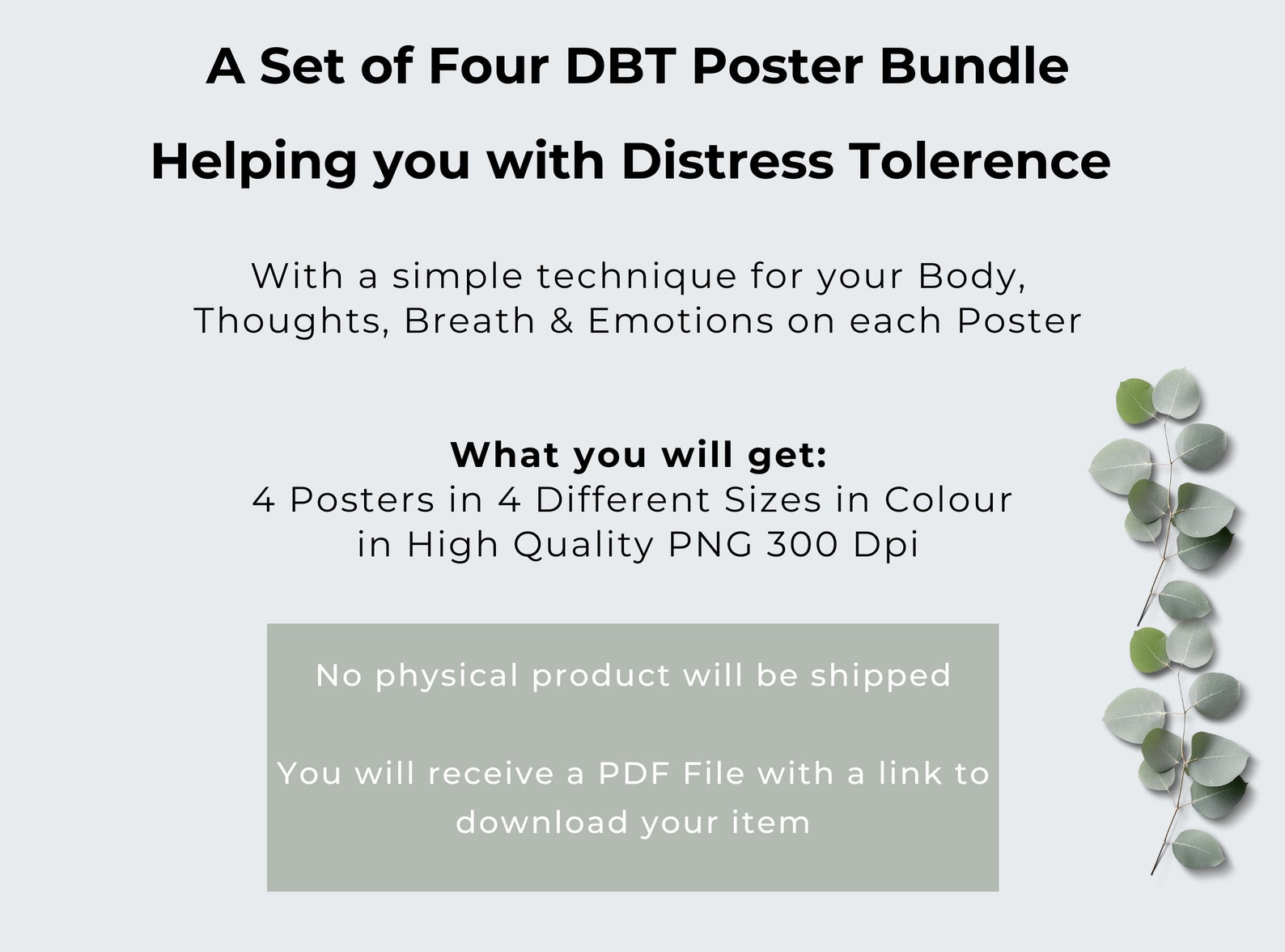 Dialectical Behavioral Therapy Poster, DBT Mindfulness Printable, Blue ...
