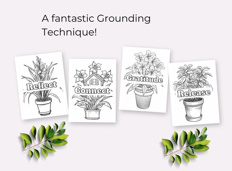 Mindful Coloring Pages for Adults, Plant Design Mindfulness Activity ...