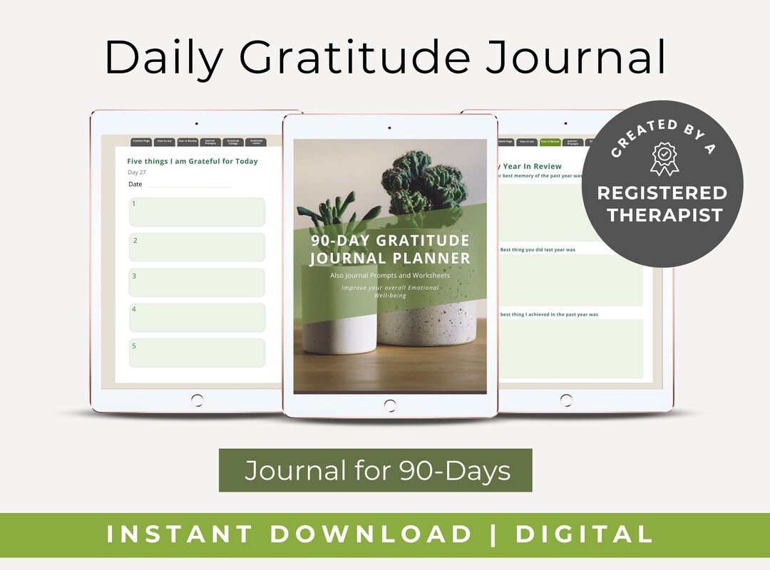Gratitude Journal Digital Download, Botanical Gratitude and Reflection ...