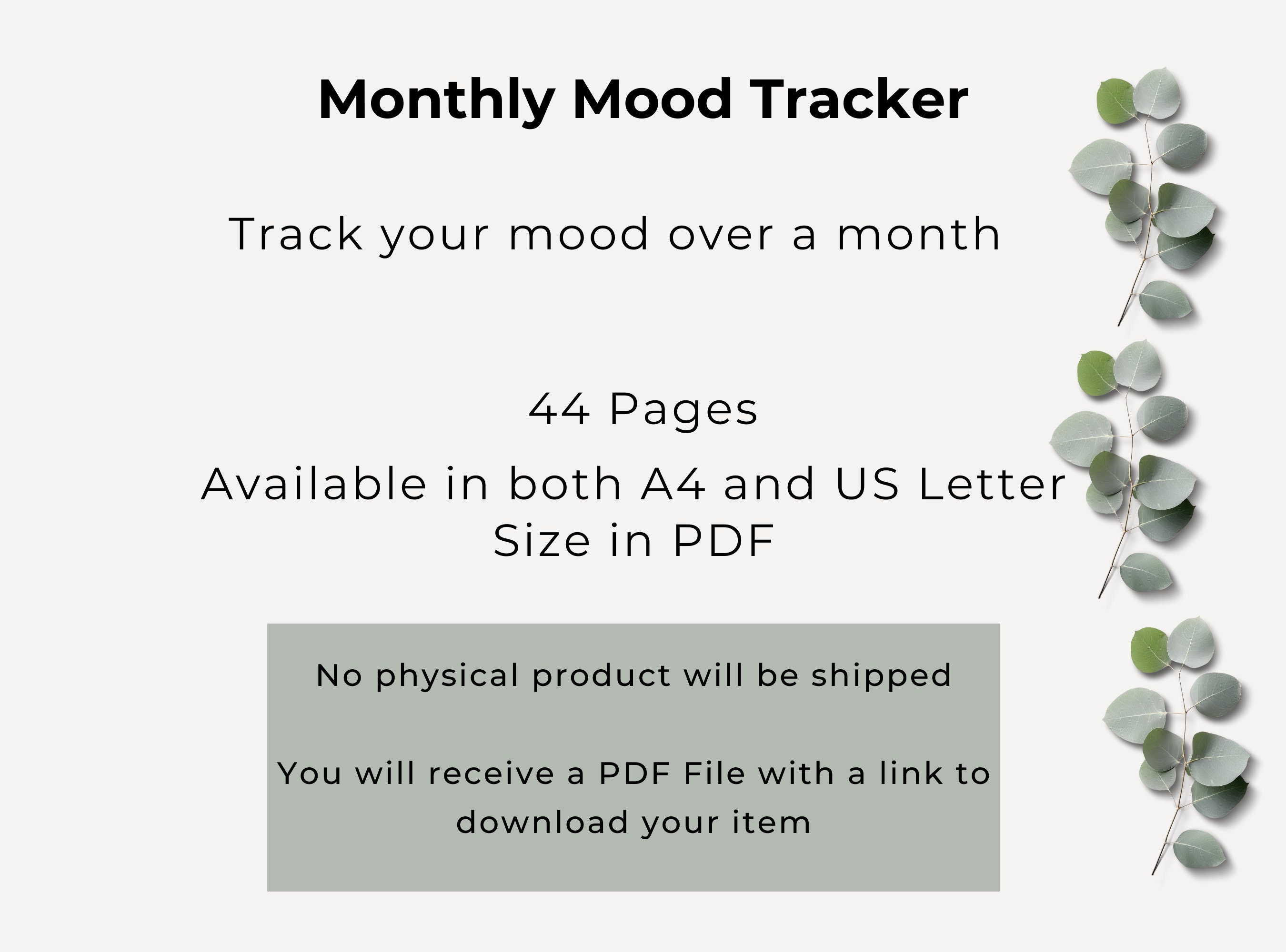 4 Week Mood Tracker Printable, Mental Wellness Chart PDF, Mood Trend ...