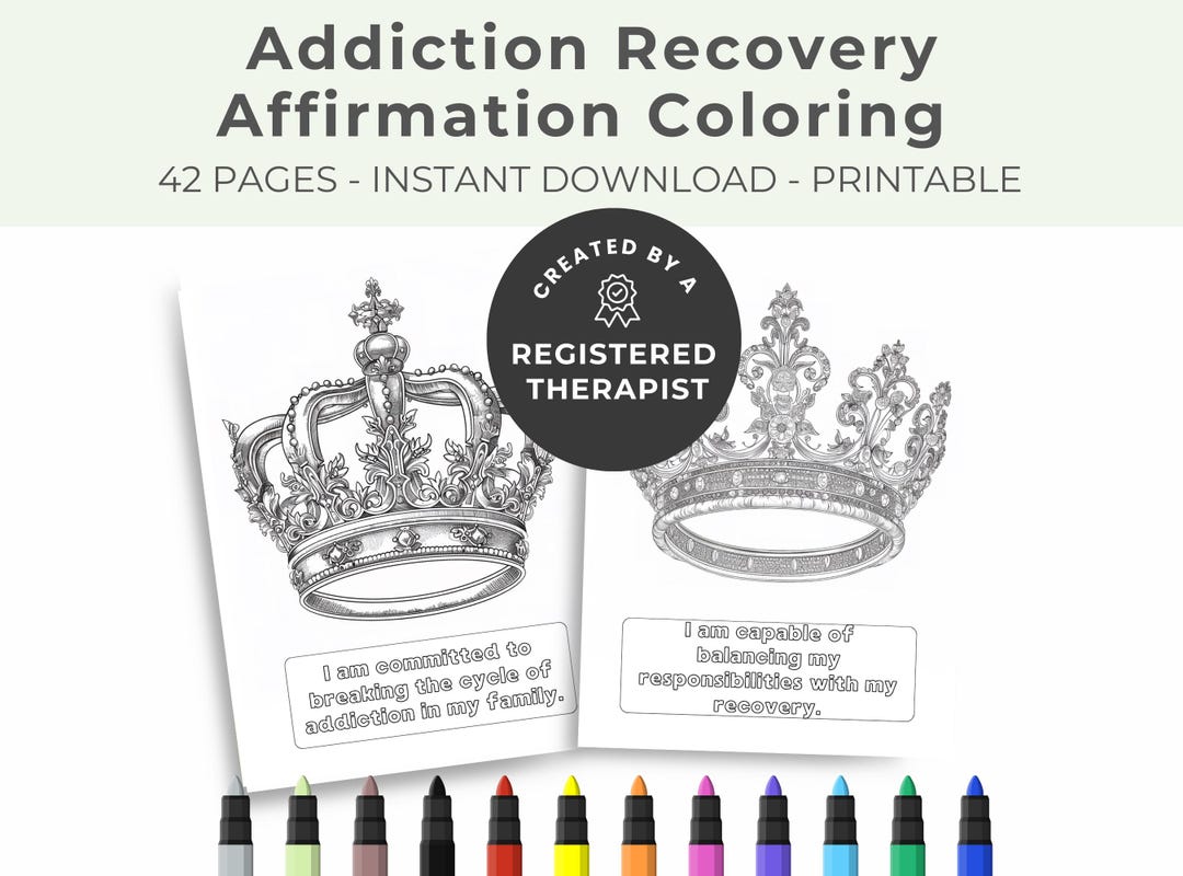 Sobriety Colouring Sheets, Crown Coloring Pages for Adults, Printable ...